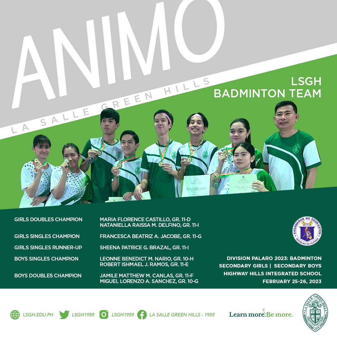 LSGH Badminton Team shines in Palarong Pambansa | La Salle Green Hills