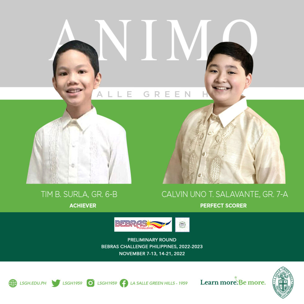 Salavante, Surla shine in Bebras preliminary round | La Salle Green Hills