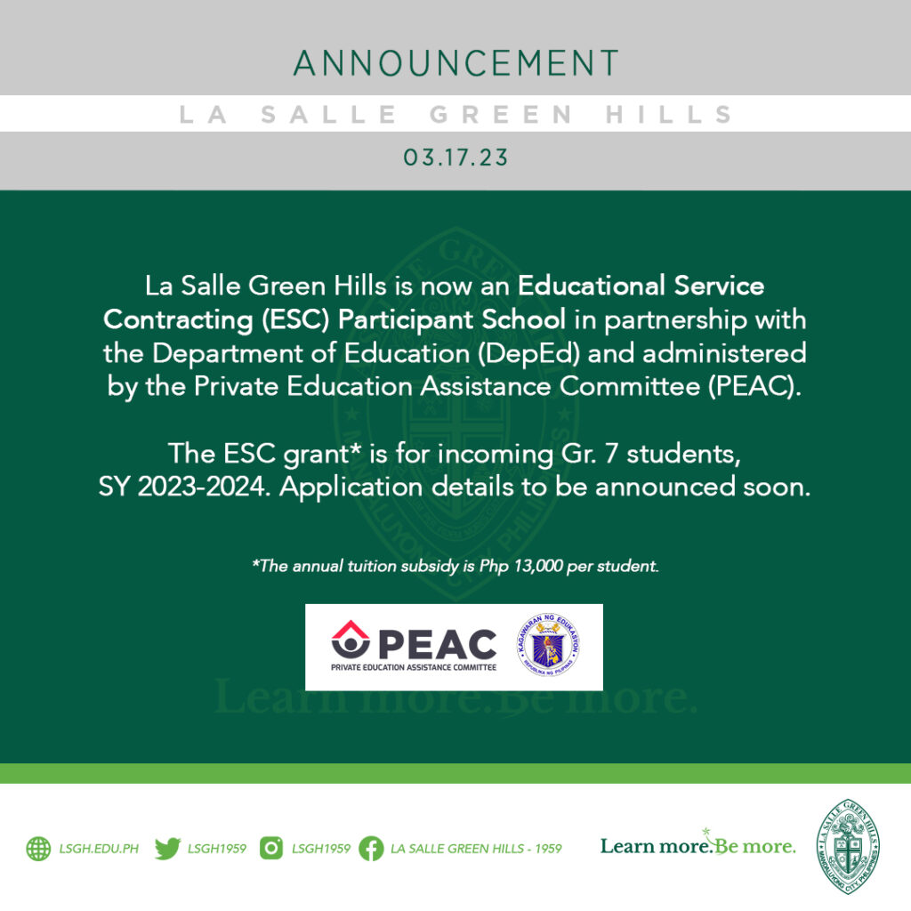Be part of the LSGH-AE community! | La Salle Green Hills