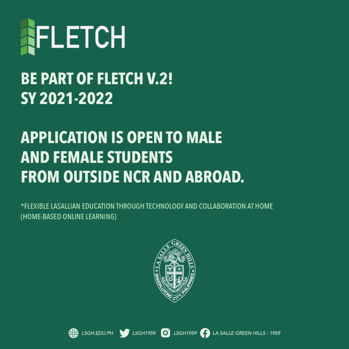 Study with FLETCH v.2 for SY 2021-2022! - La Salle Green Hills