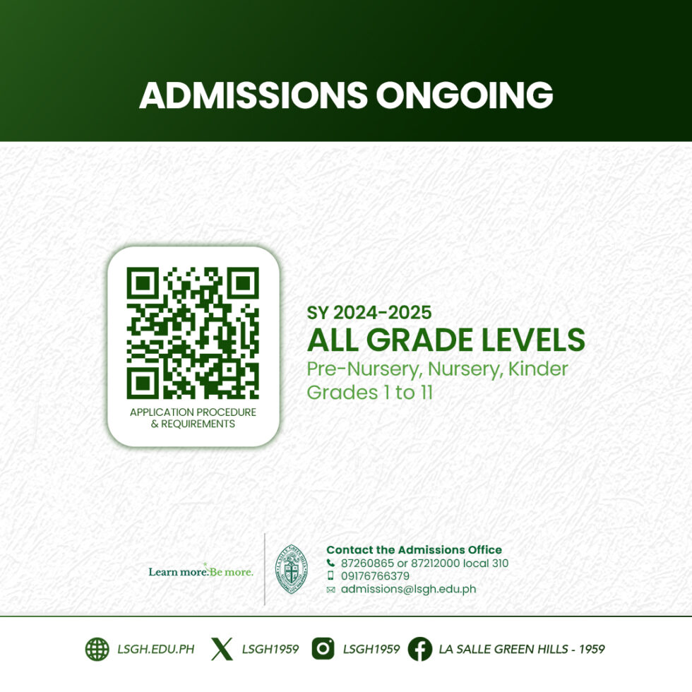 Admissions for SY 2024-2025 now open | La Salle Green Hills