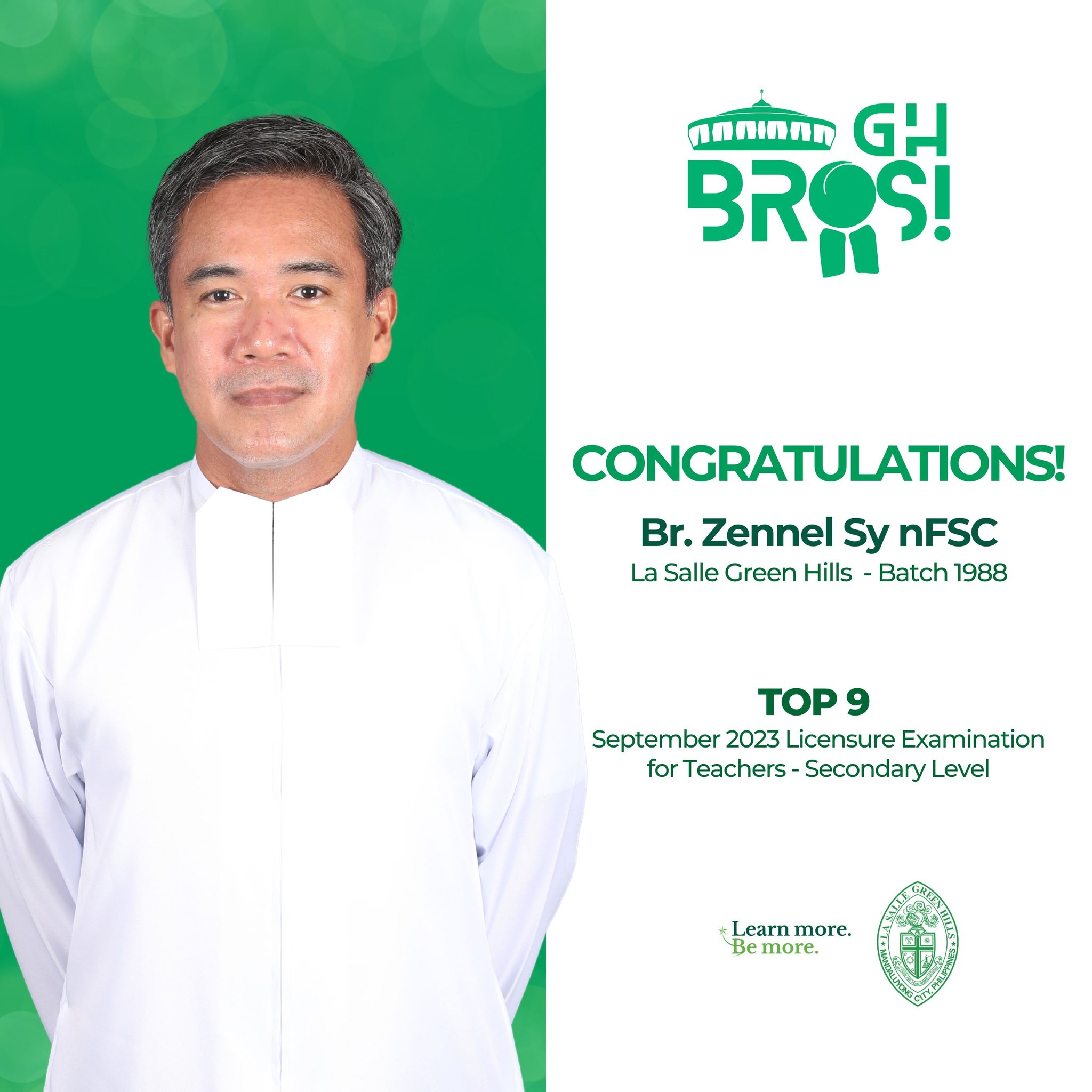 Congratulations, Brother Zennel! - La Salle Green Hills