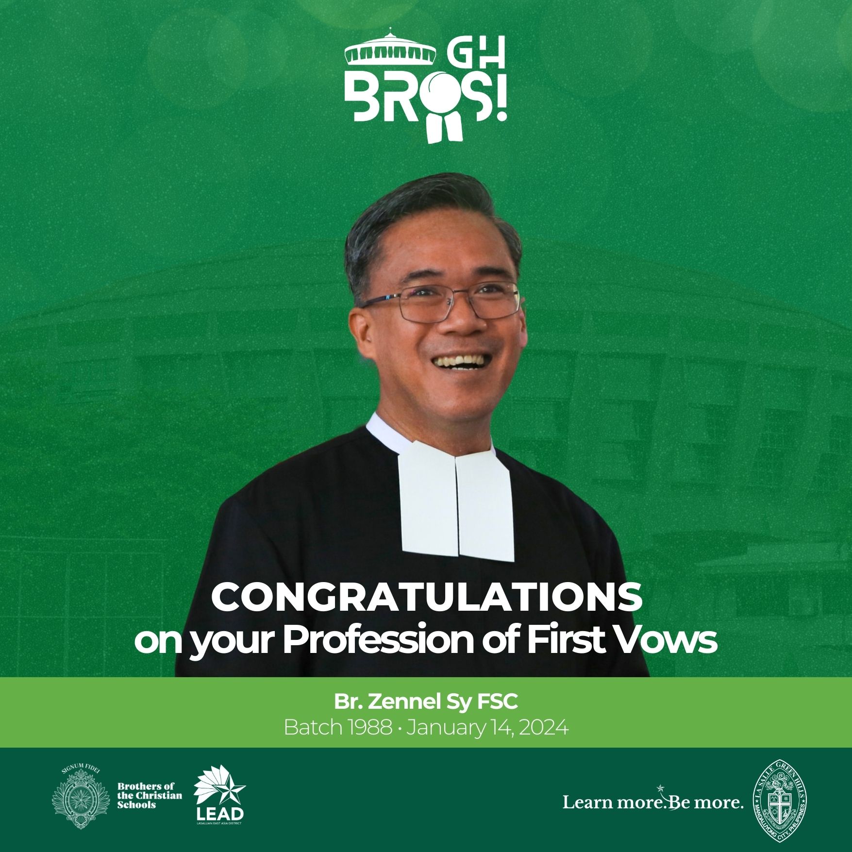 Congratulations, Br. Zennel! - La Salle Green Hills