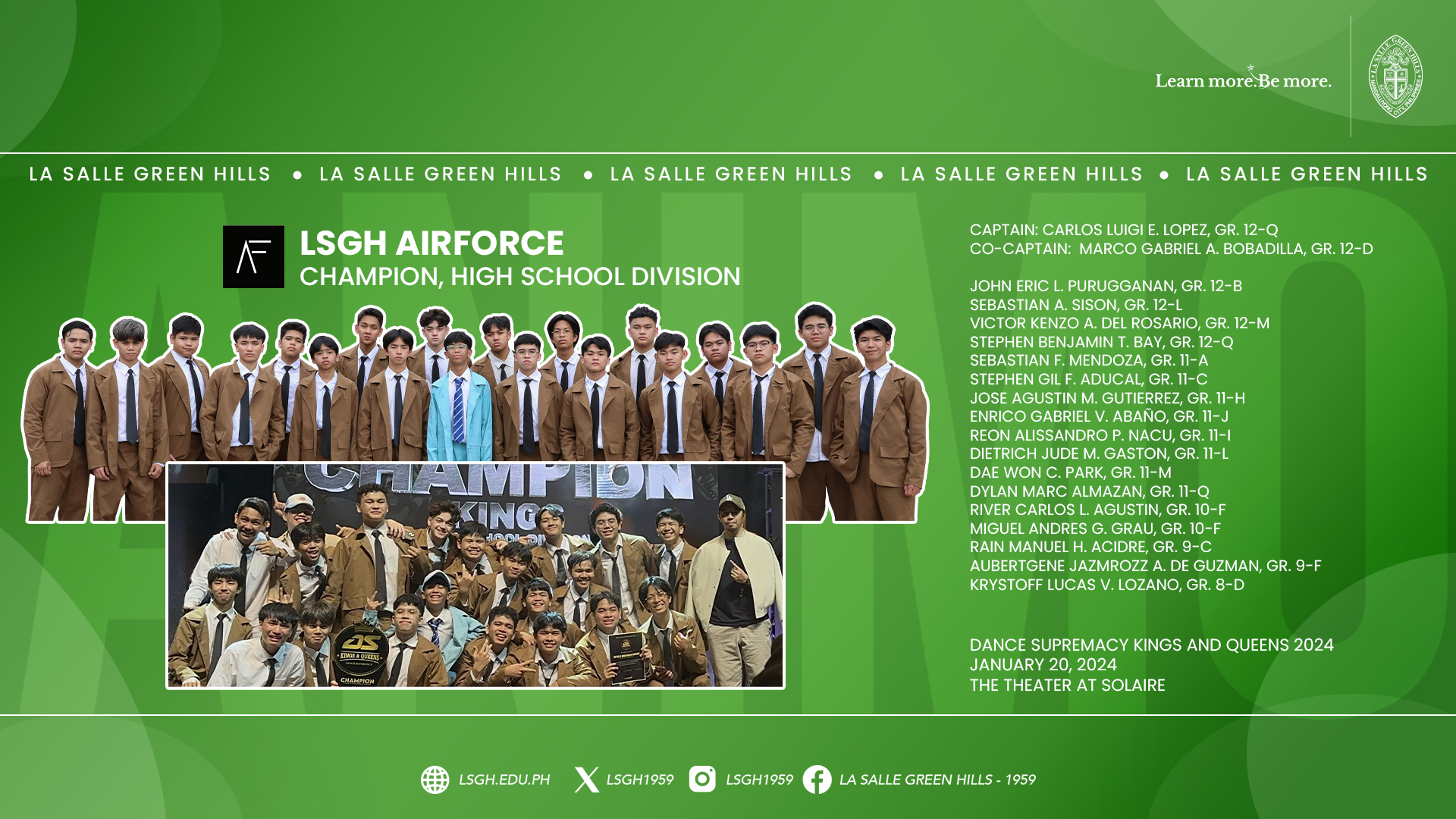 LSGH Airforce emerges as champion in dance competition - La Salle Green ...