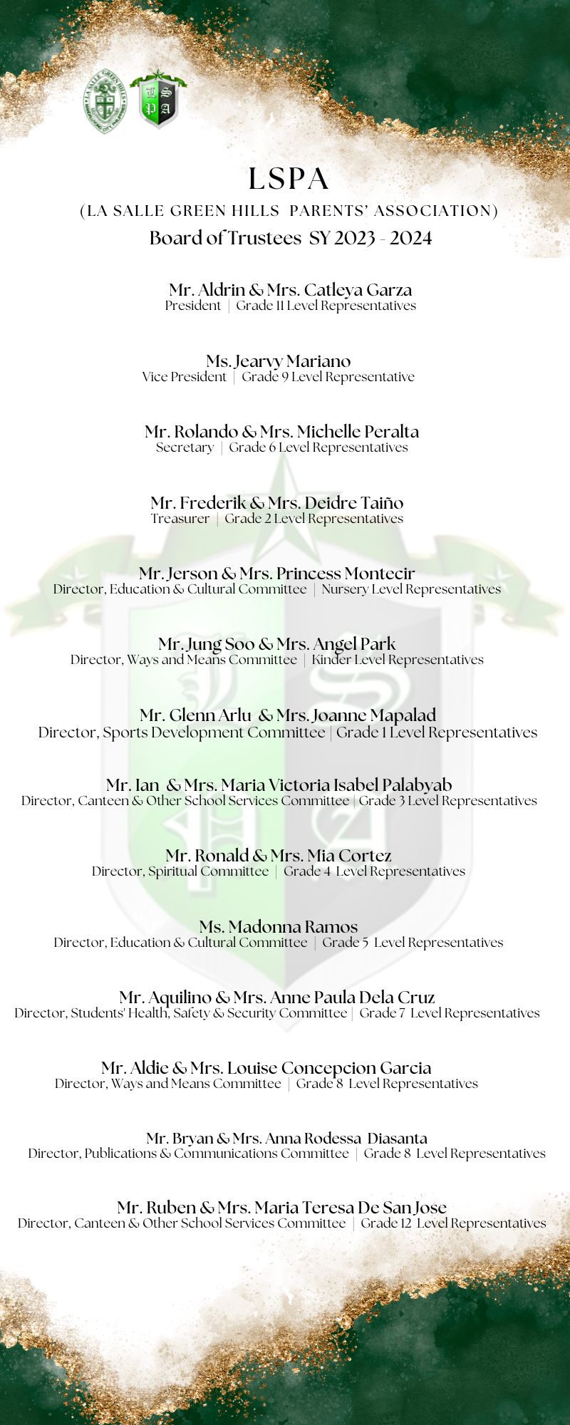 LSPA inducts Board of Trustees | La Salle Green Hills