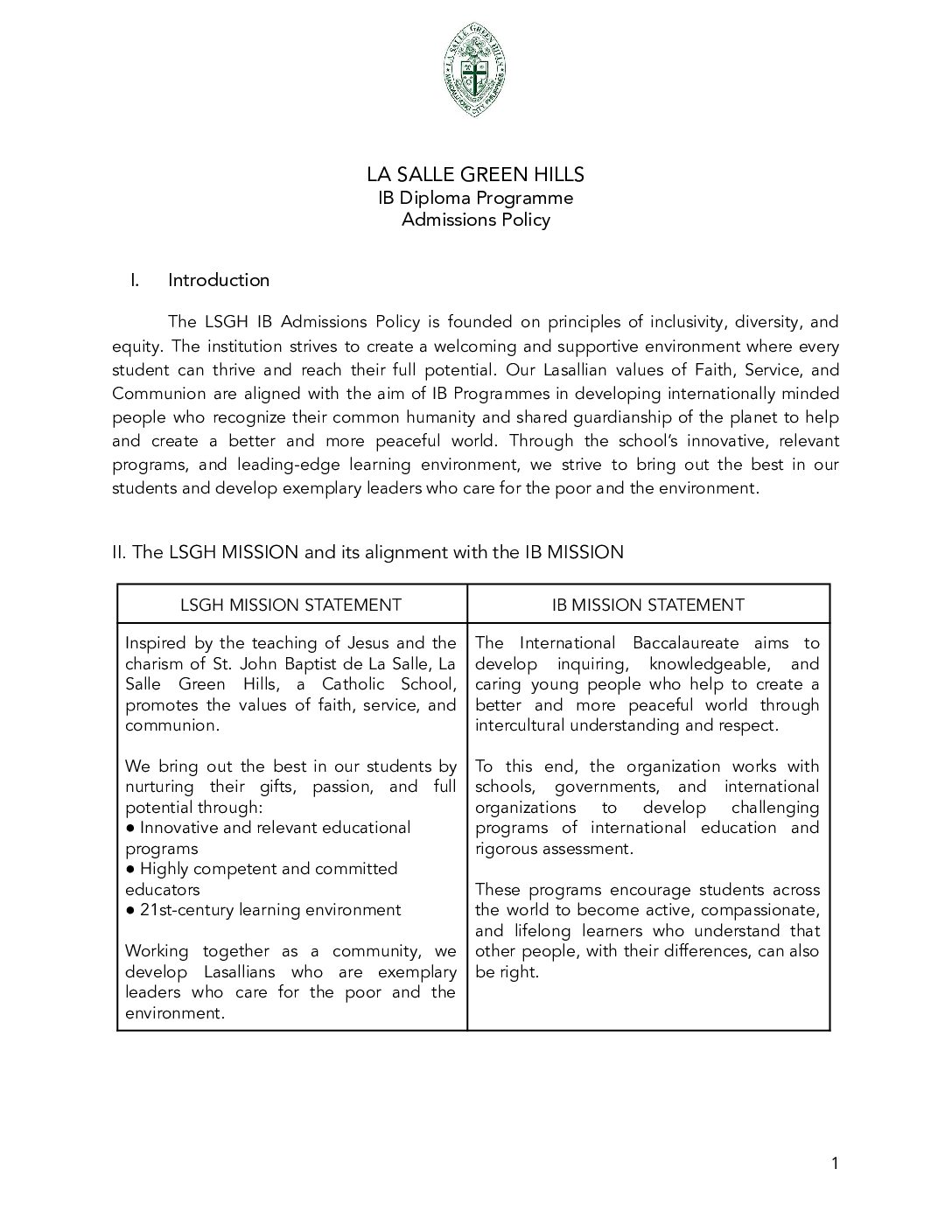 International Baccalaureate Diploma Programme | La Salle Green Hills