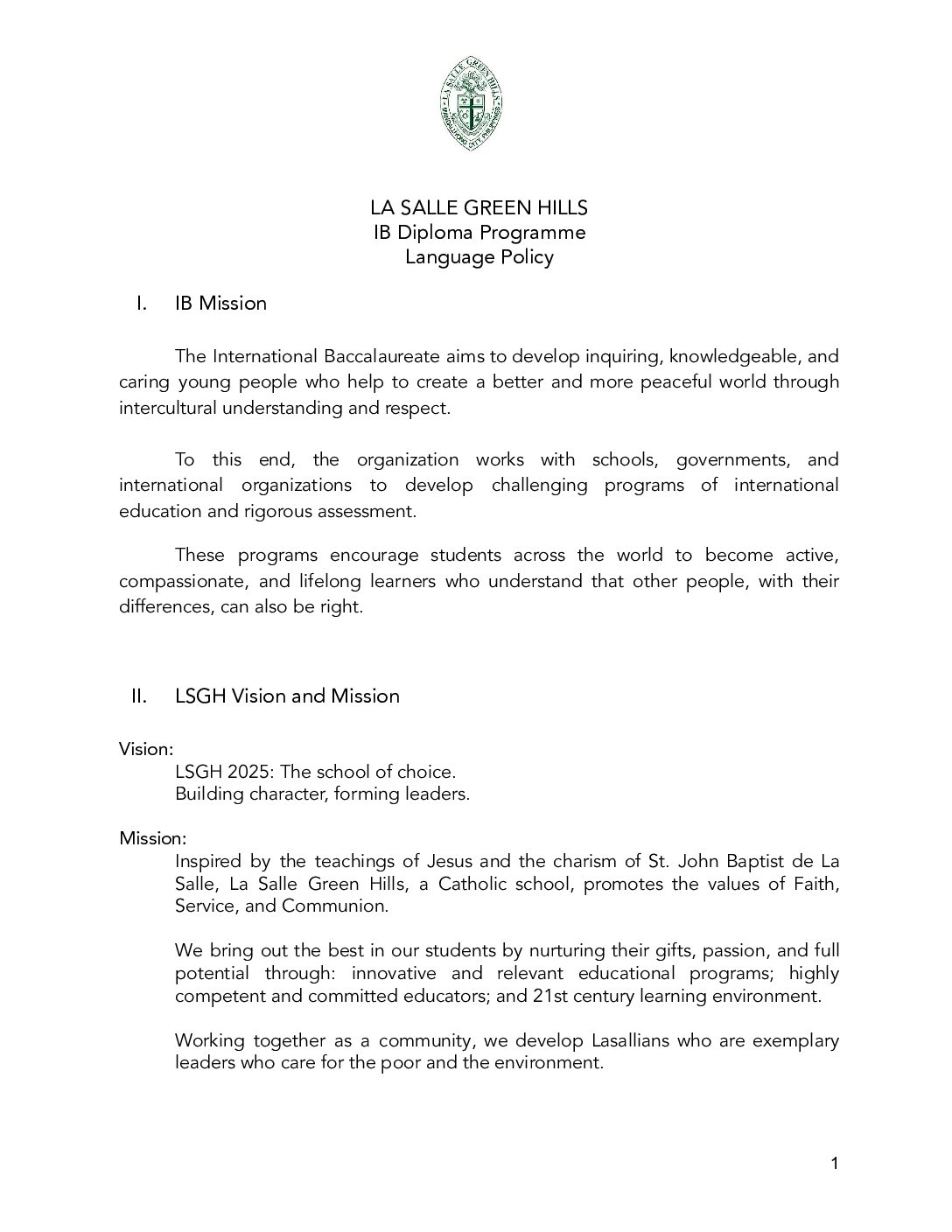 International Baccalaureate Diploma Programme | La Salle Green Hills