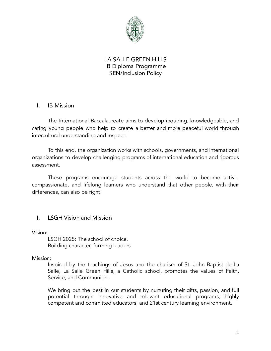 International Baccalaureate Diploma Programme | La Salle Green Hills