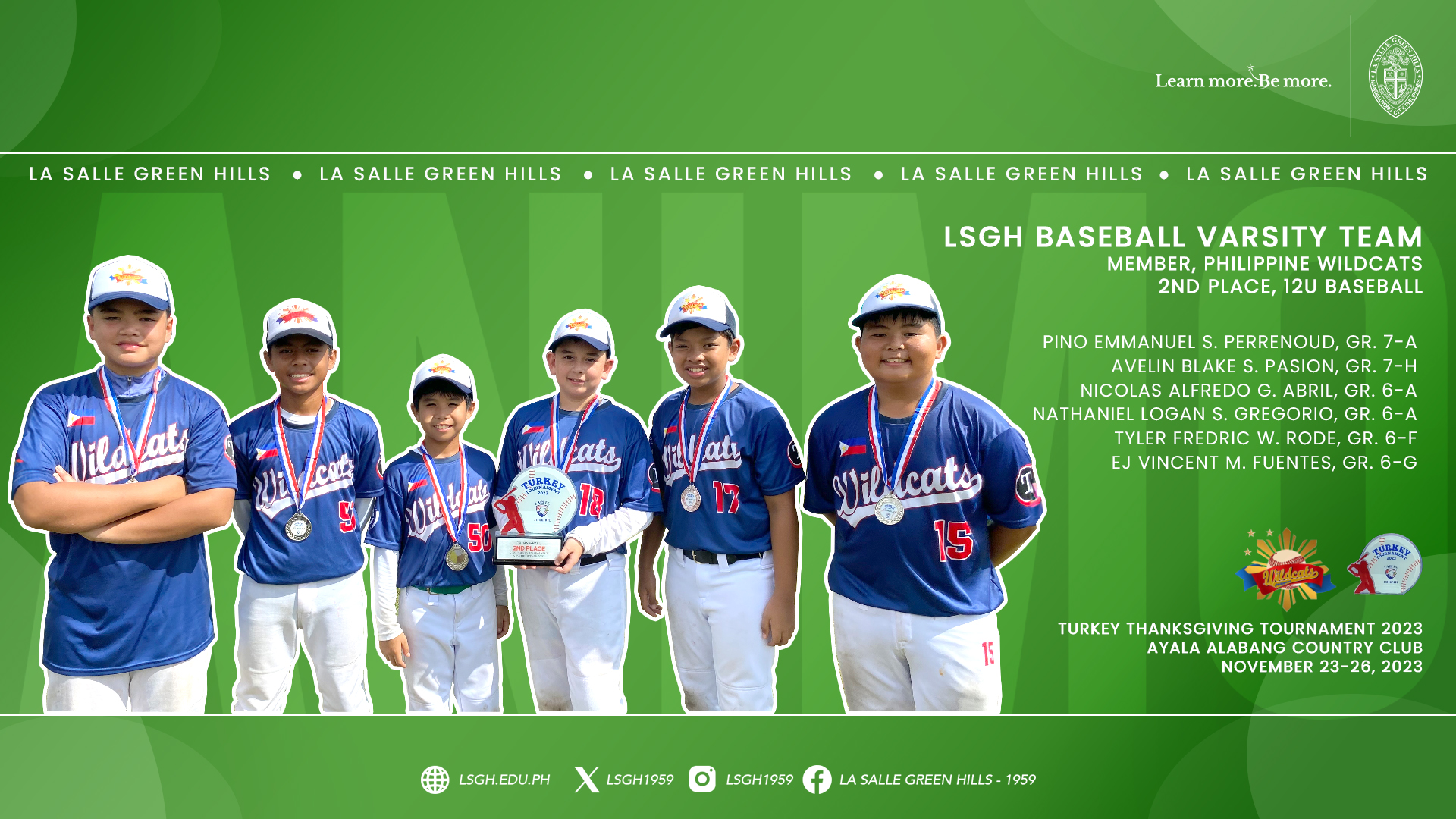 LSGH baseball team finishes 1st Runner-up in Alabang tournament - La ...