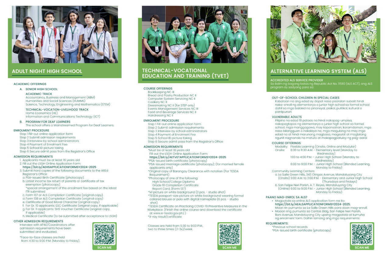 LSGHAE enrollment in Senior High School now open! - La Salle Green Hills