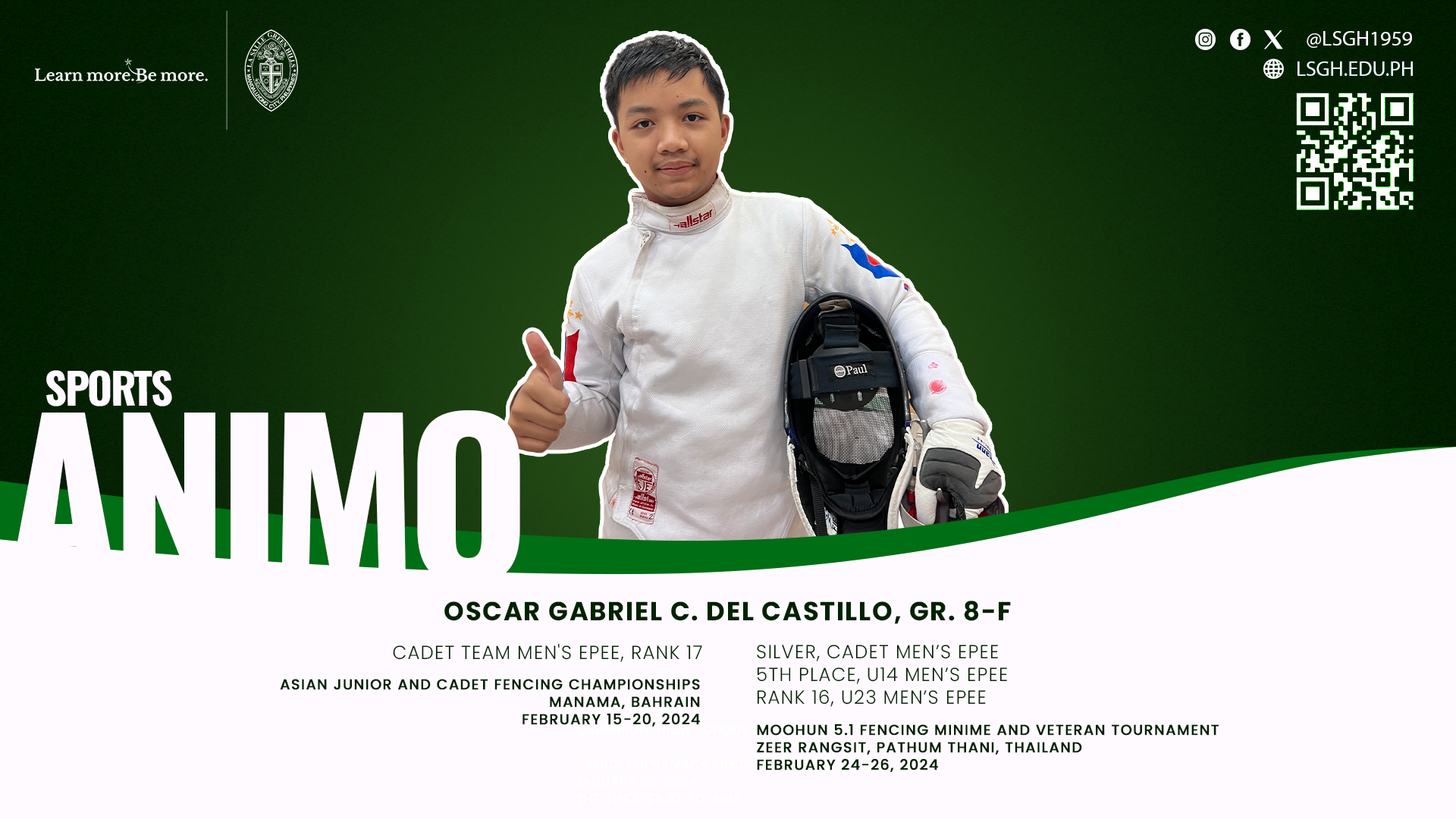 Del Castillo shines anew in two fencing events abroad - La Salle Green ...