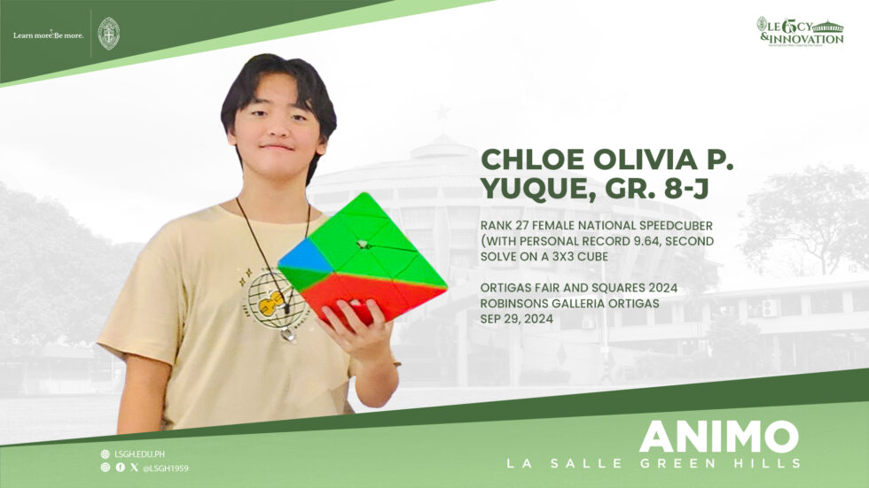 Yuque ranked 27th in national speed cubing competition | La Salle Green Hills