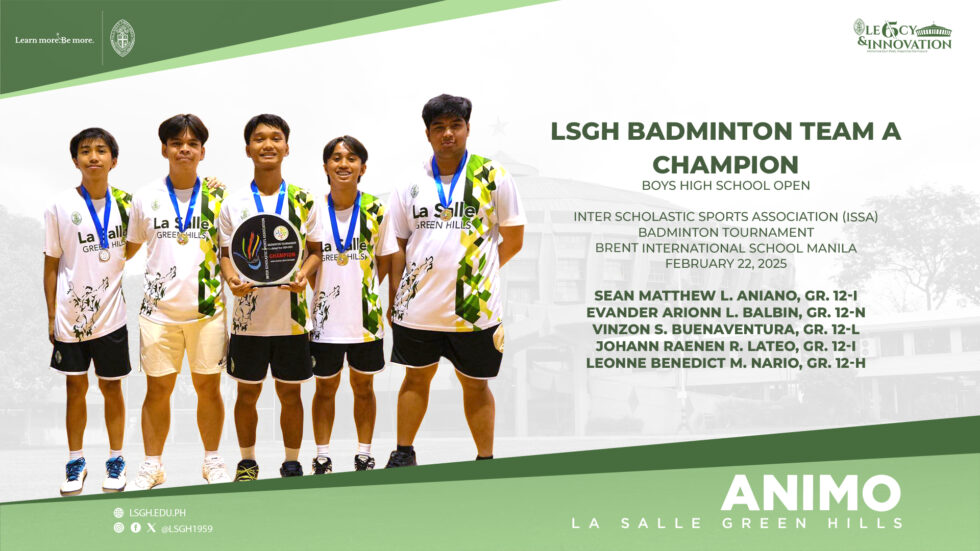 LSGH Badminton Team A bags ISSA championship - La Salle Green Hills