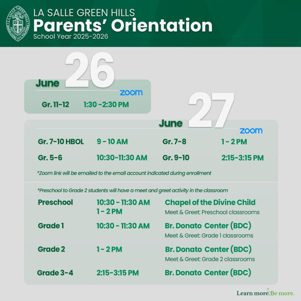 Join our Parents' Orientation - La Salle Green Hills