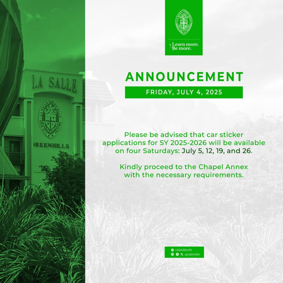 Car sticker for SY 25-26 now available! - La Salle Green Hills