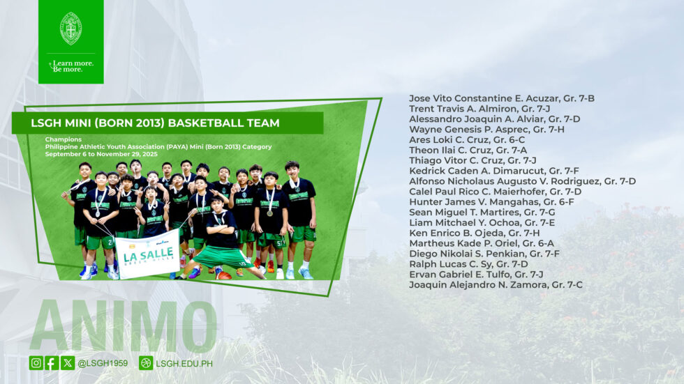 LSGH Mini Basketball Team wins PAYA Championship - La Salle Green Hills